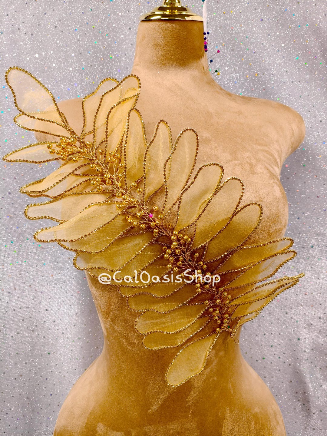 3D Gold Applique Floral Patches for Dresses Design DIY, Beads ...