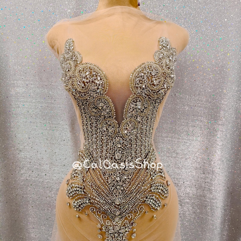 Rhinestone Blue Green Dress - Etsy UK