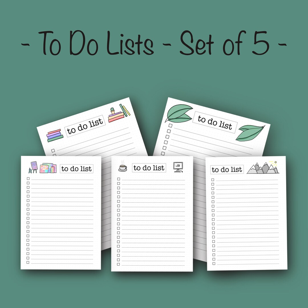 Minimalist to Do Lists - Set of 5 -printable + Goodnotes - Etsy