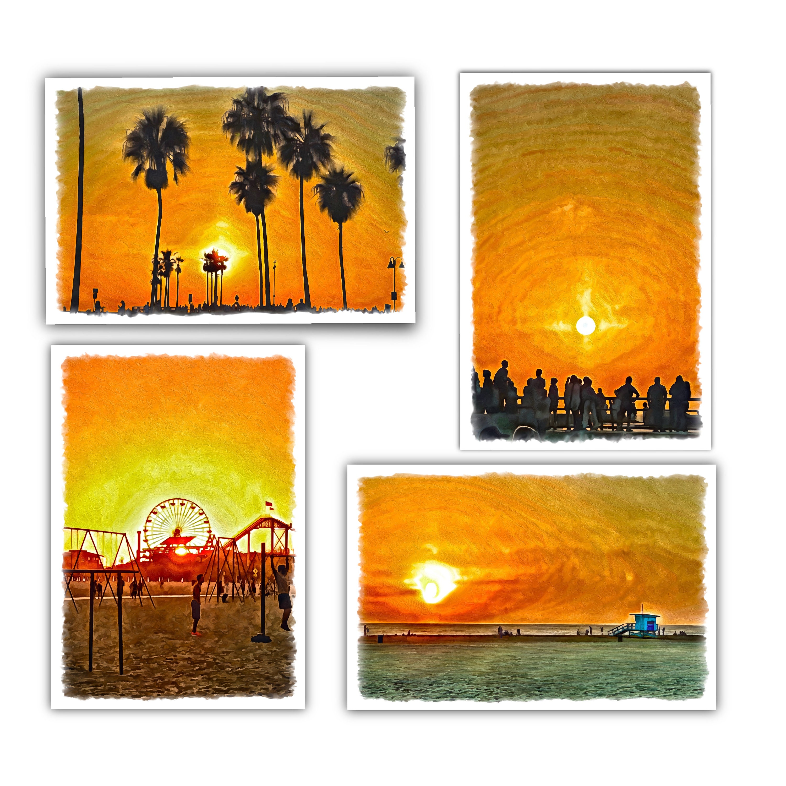 Venice Beach Note Cards Set, Muscle Beach, Santa Monica CA, Sunset ...