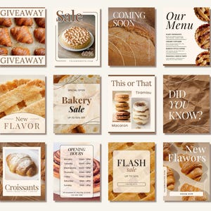 Bakery Instagram Post Templates: Editable Canva Designs (digital ...