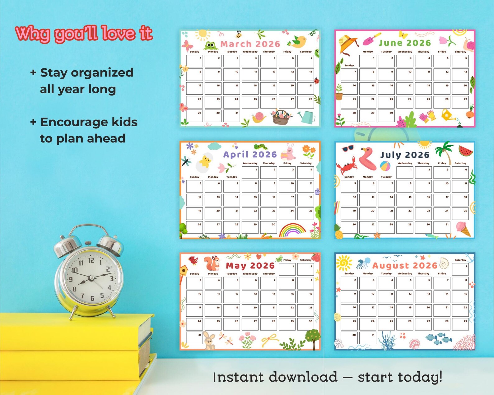 2025-2026 School Year Calendar, Editable Printable Monthly Planner ...