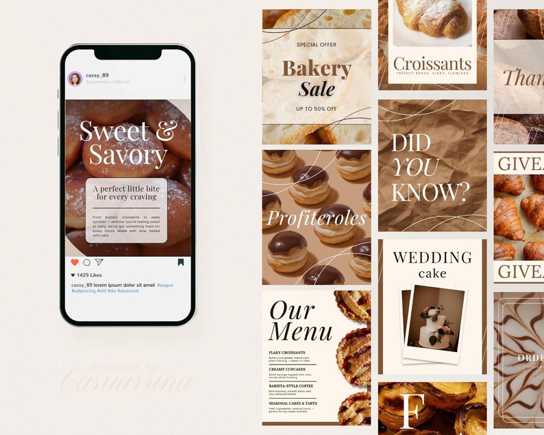 Bakery Instagram Post Templates: Editable Canva Designs (digital ...