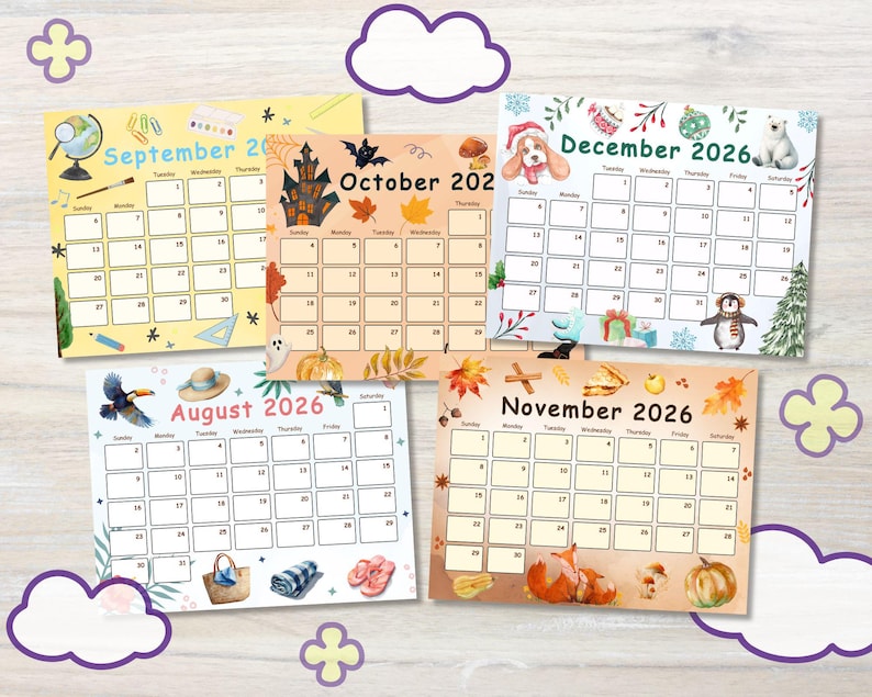 Editable School Year Calendar 2025-2026, Printable Monthly Planner ...