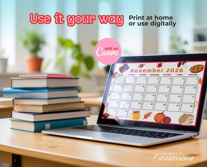 2026 School Year Calendar, Editable Canva Template (printable PDF ...