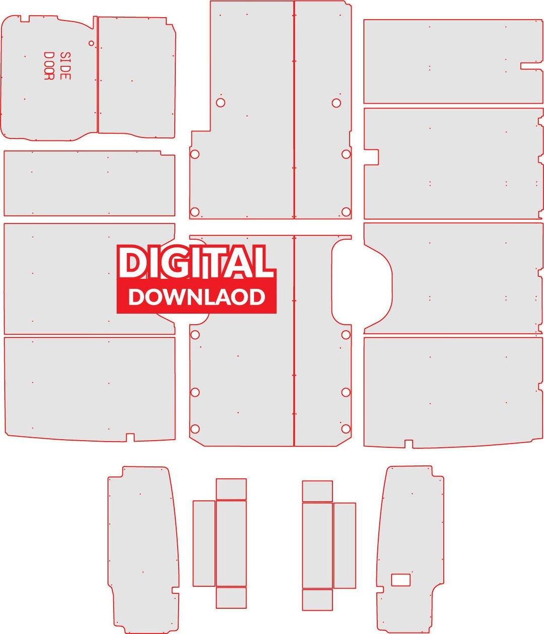 Mercedes Sprinter 2007-2017 Lwb & Xlwb Van Ply Lining DXF Files, CNC ...
