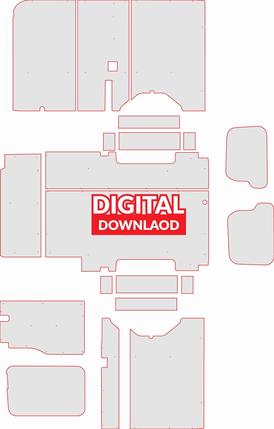 Ford Transit New Shape Mwb & Lwb 2014 Onwards Ply Lining Kit DXF Files ...