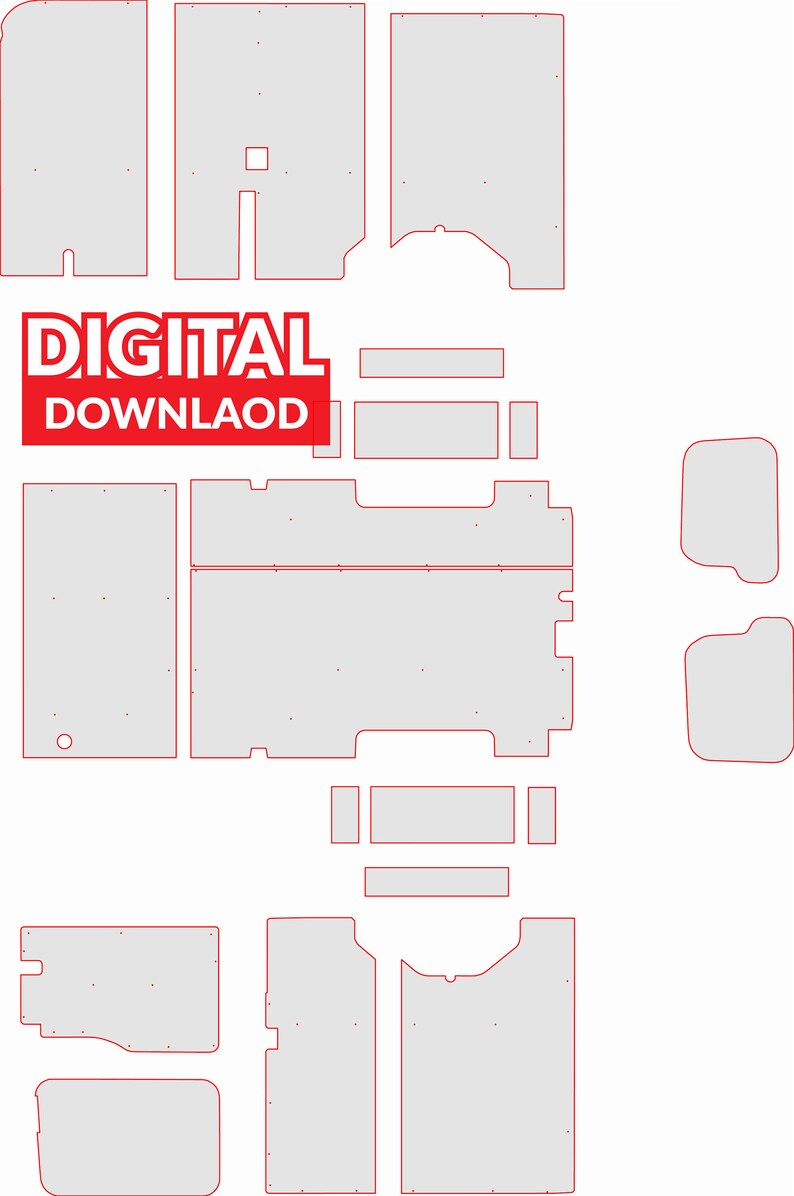 Ford Transit New Shape Mwb & Lwb 2014 Onwards Ply Lining Kit DXF Files ...