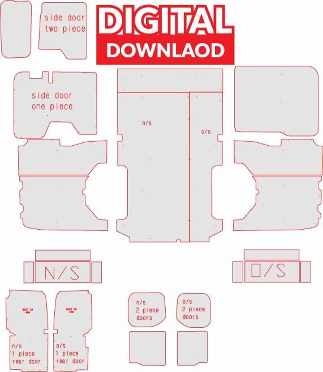 Ford Transit Custom Swb & Lwb Ply Lining Kit DXF Files, CNC Files ...