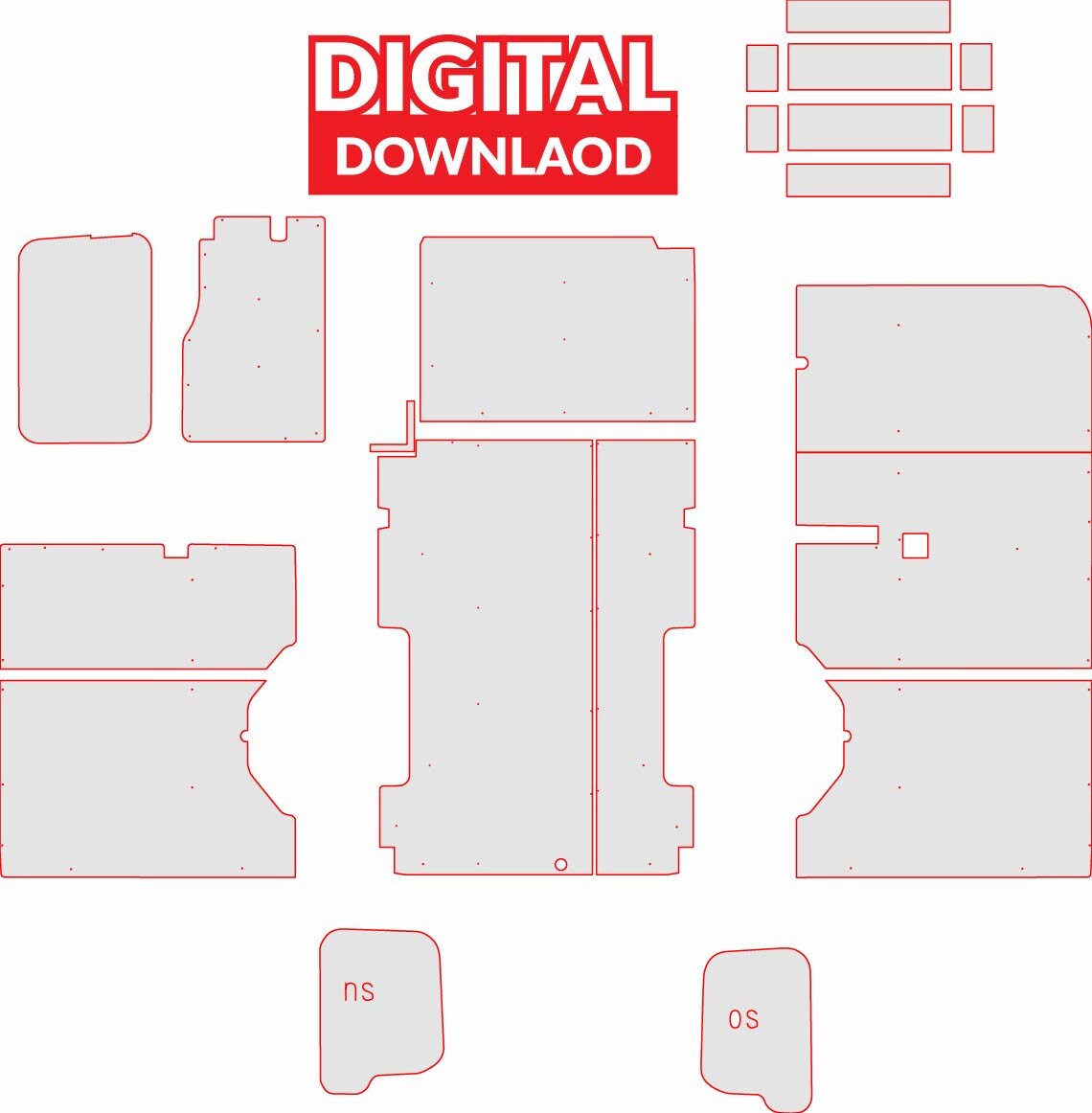 Ford Transit New Shape Mwb & Lwb 2014 Onwards Ply Lining Kit DXF Files ...