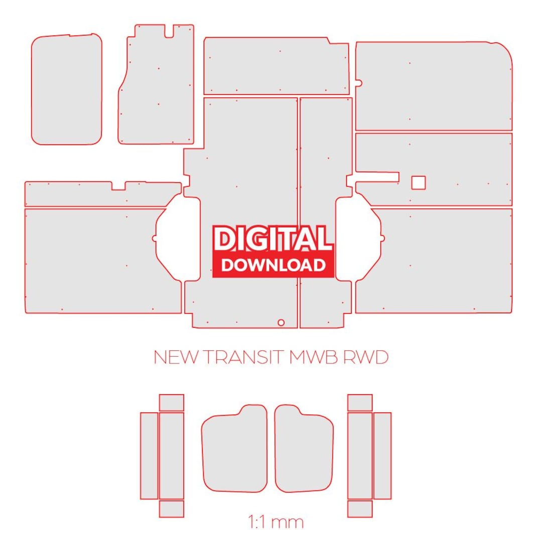 New Shape Ford Transit MWB Rwd-plylining Kit,cnc,,floor,walls,template ...