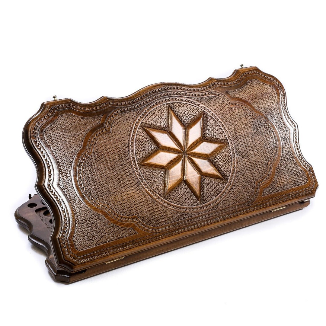 Hand Carved Octagram Backgammon With Copyrighted Contour Outline ...