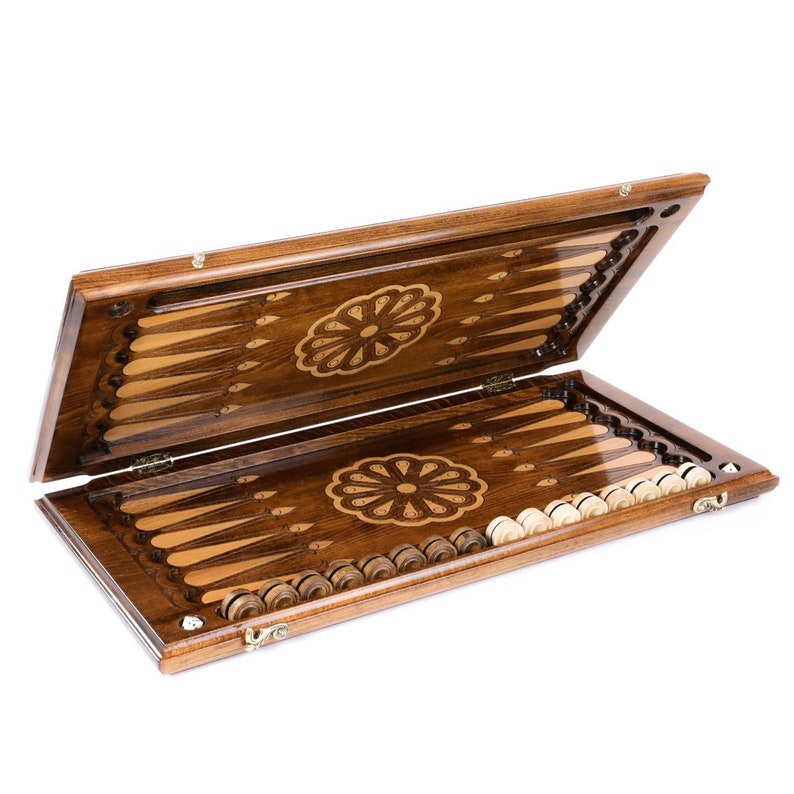 Hand Carved Backgammon Board With Wolf / Wooden Board / Personalized ...