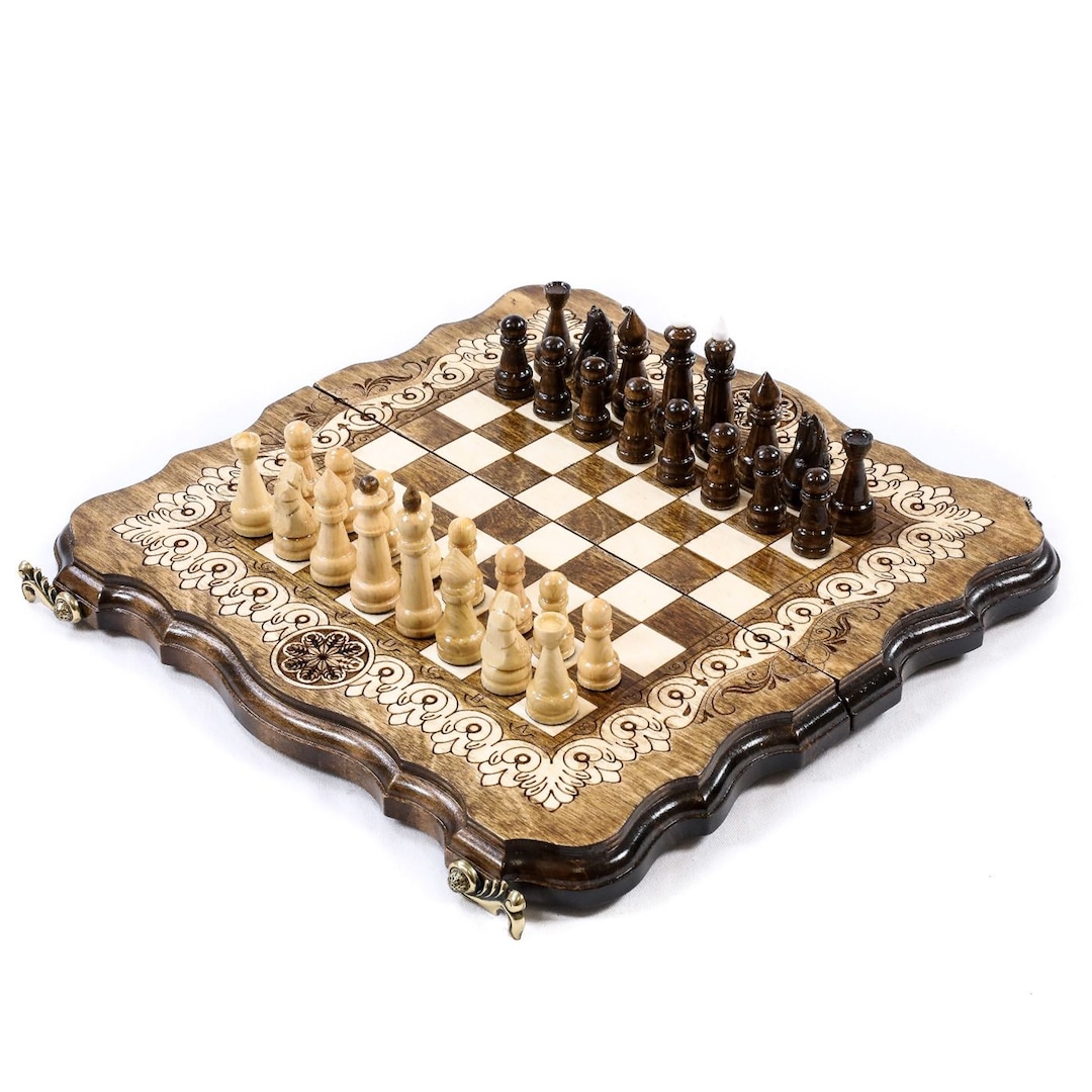 Handmade Ornamental Chess Set With Copyrighted Contour Outline ...
