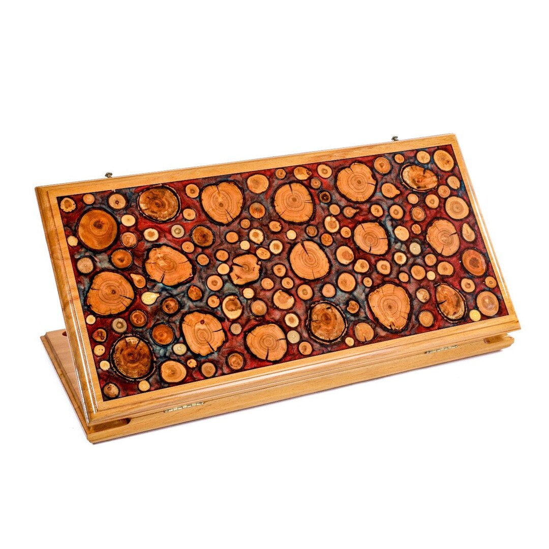 Epoxy Backgammon Set With Tree Branch Slices, Wooden Board, Fathers Day ...
