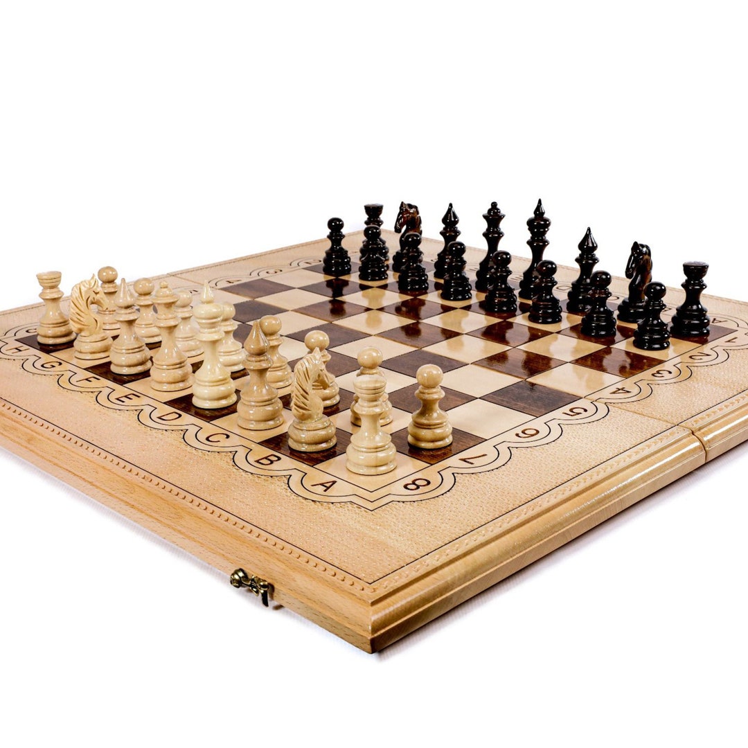 Classic Chess Set With Backgammon Board / Wooden Chess-backgammon Board ...
