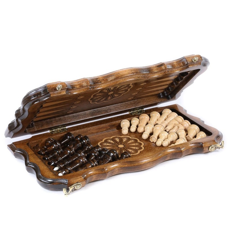 Hand Carved Chess-backgammon Set With Eternity Sign, Fathers Day Gift ...