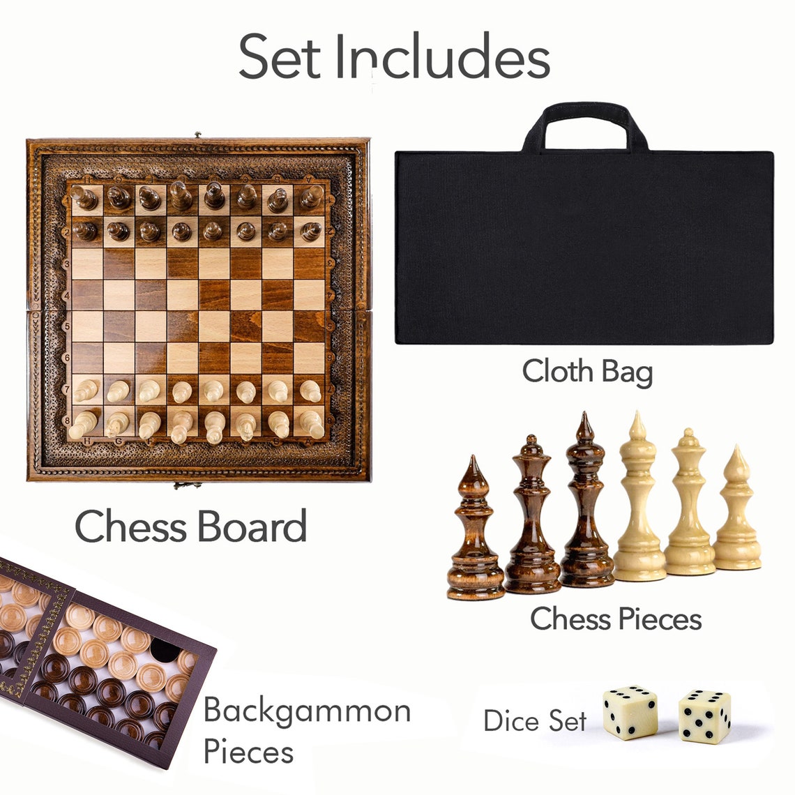 Hand Carved Chess-backgammon Set With Eternity Sign, Fathers Day Gift ...