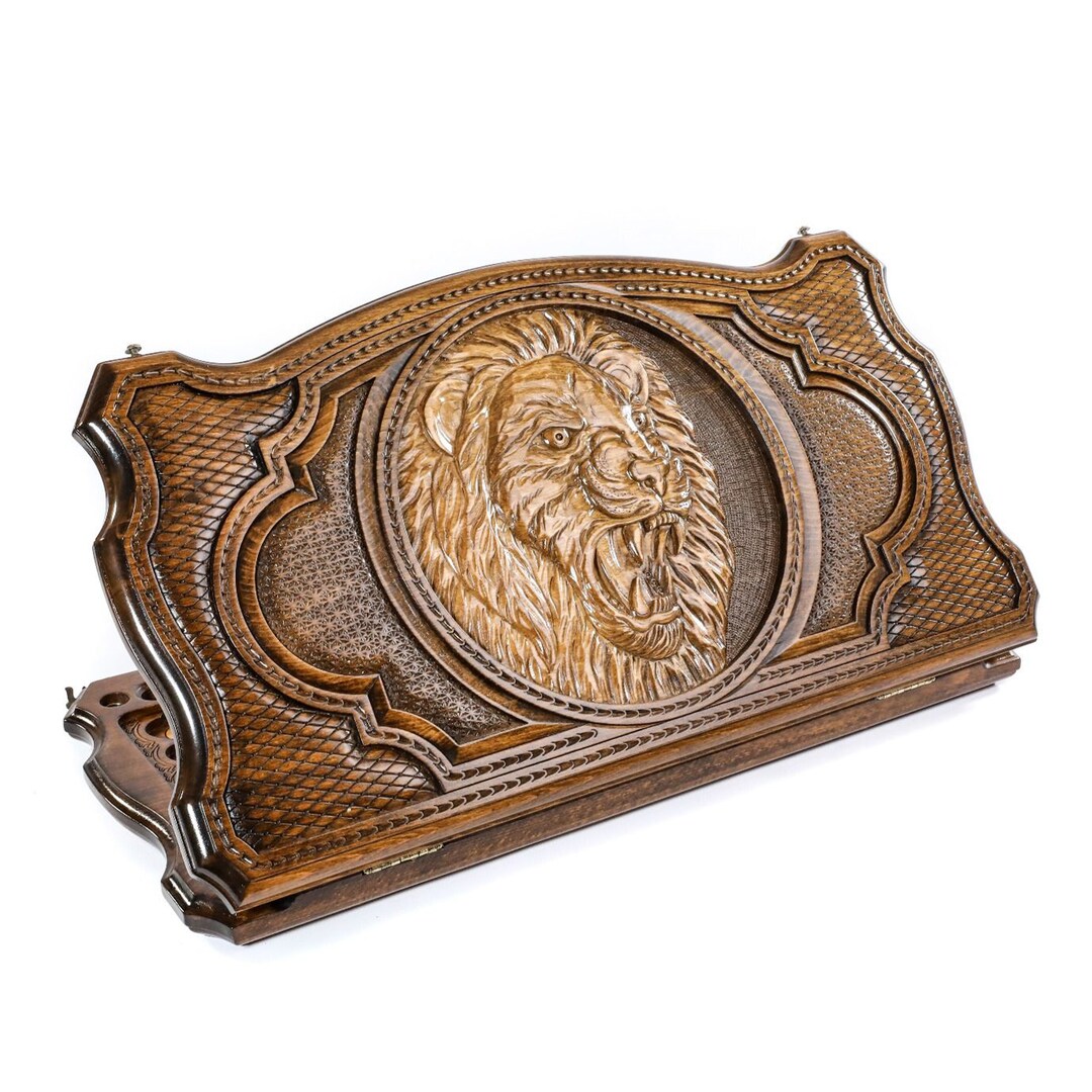 Lion Backgammon Set, Wood Backgammon Boards / PERSONALIZED - Etsy