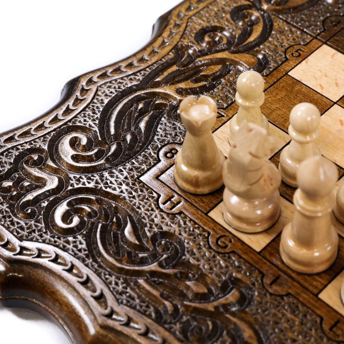 Hand Carved Chess-backgammon Set With Eternity Sign, Fathers Day Gift ...