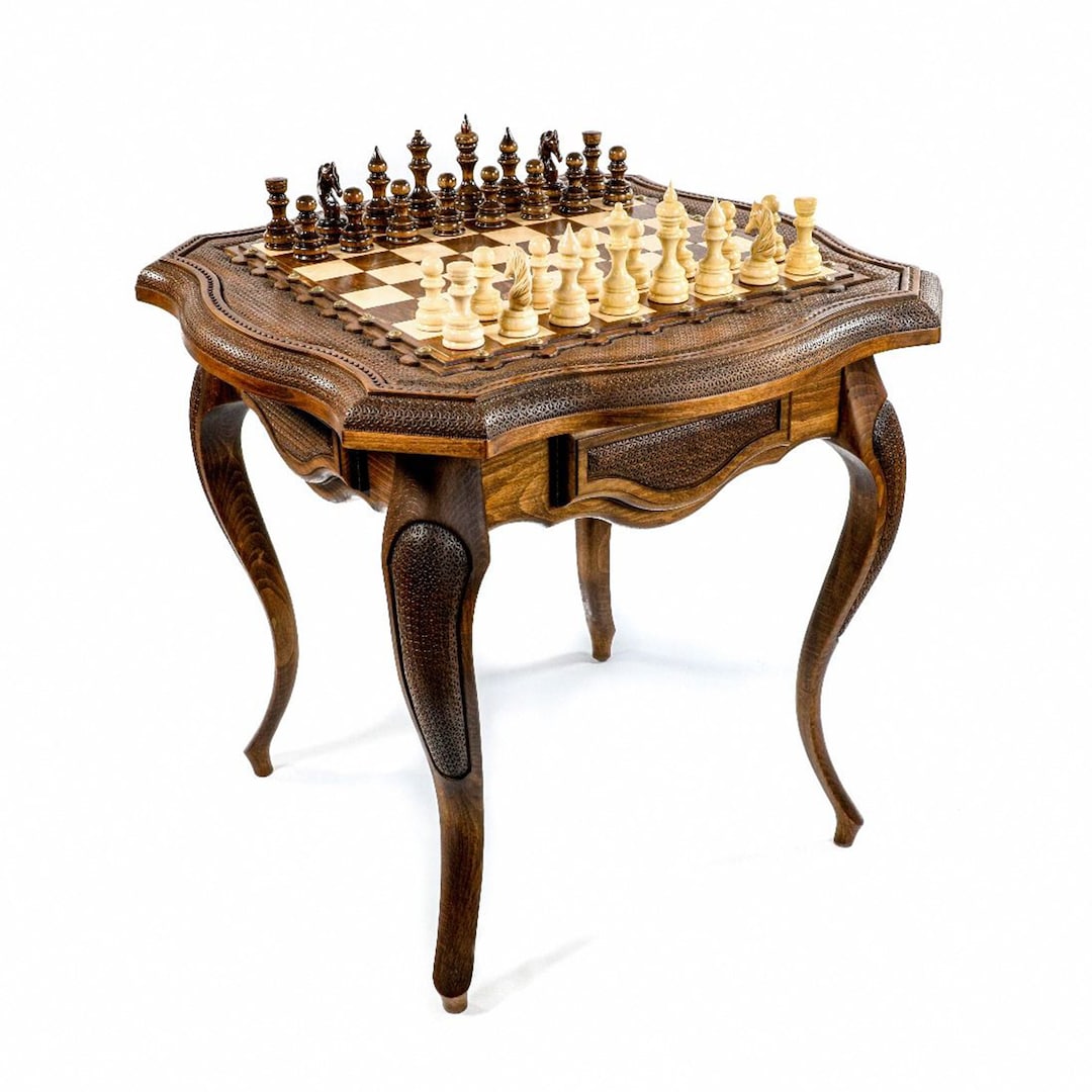 Wooden Chess Table, Handmade Chess Board: PERSONALIZED - Etsy