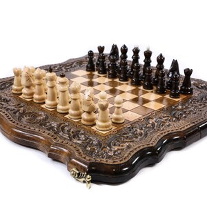 Hand Carved Chess-backgammon Set With Eternity Sign, Fathers Day Gift ...