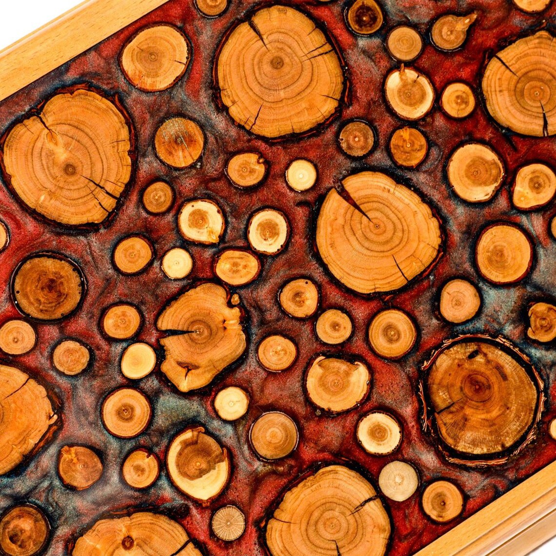 Epoxy Backgammon Set With Tree Branch Slices, Wooden Board, Fathers Day ...