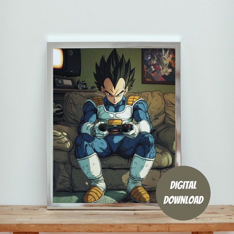 Vegeta Gaming Art Poster - Vintage Dragon Ball Z Wall Art | Retro Anime ...