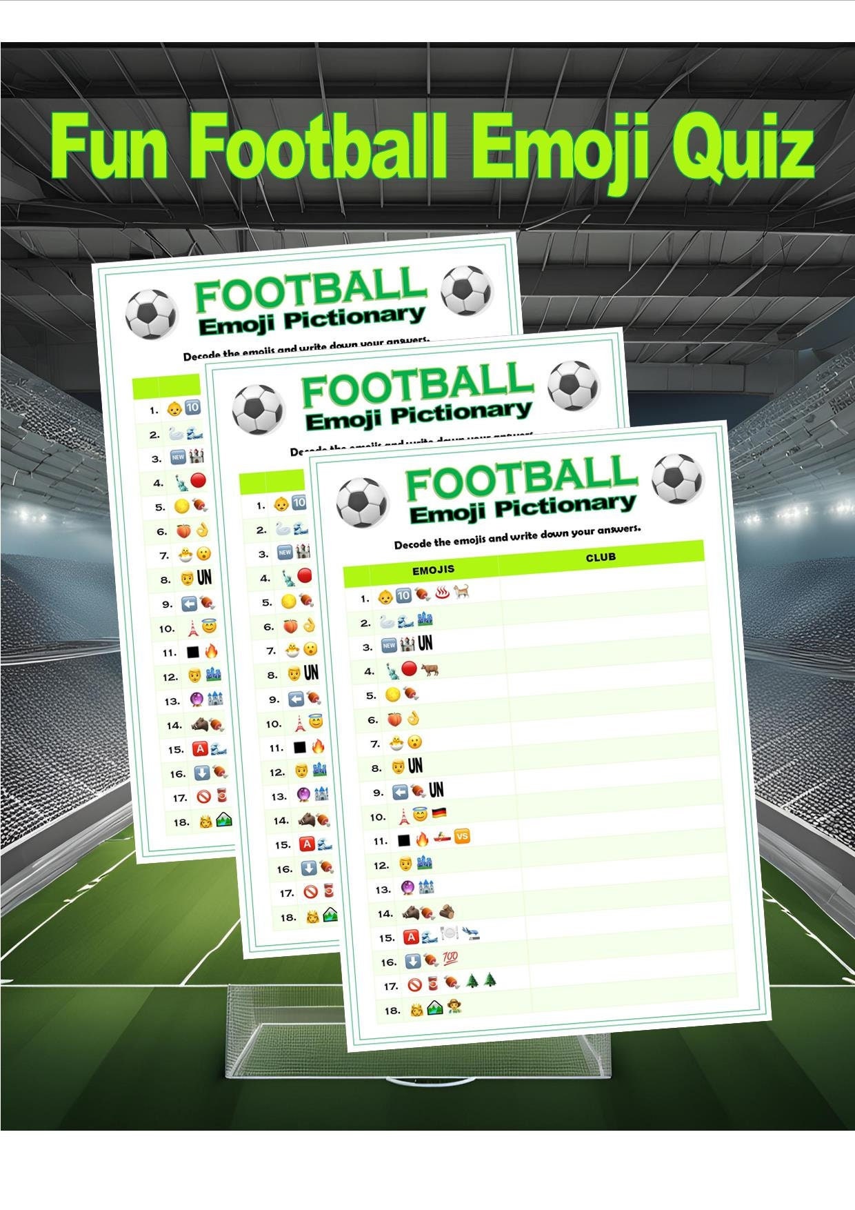 Instant Download Fun Football Emoji Quiz | Football Downloads ...