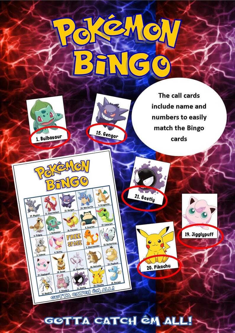 Instant Download Pokémon Bingo | Pokémon Birthday Game | Pokémon Quiz ...