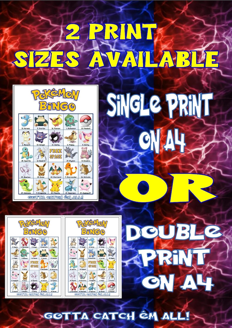 Instant Download Pokémon Bingo | Pokémon Birthday Game | Pokémon Quiz ...
