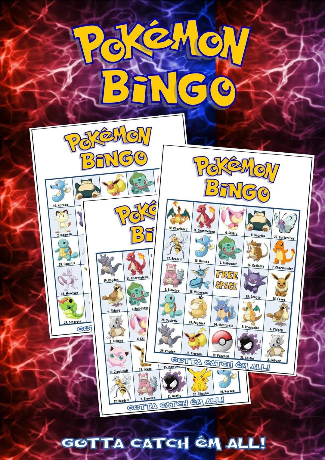 Instant Download Pokémon Bingo | Pokémon Birthday Game | Pokémon Quiz ...