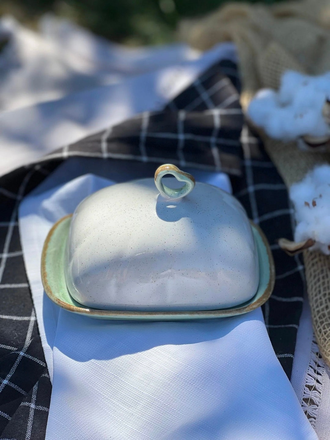 Wide Butter Dish With Lid Perfect as Hostess Gift Shell Butter Dish ...