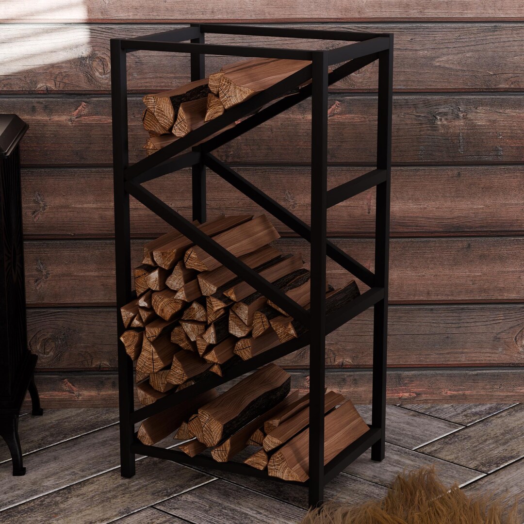 Metal Fireplace Wood Rack, Metal Log Holder, Fireplace Accessory, Home ...