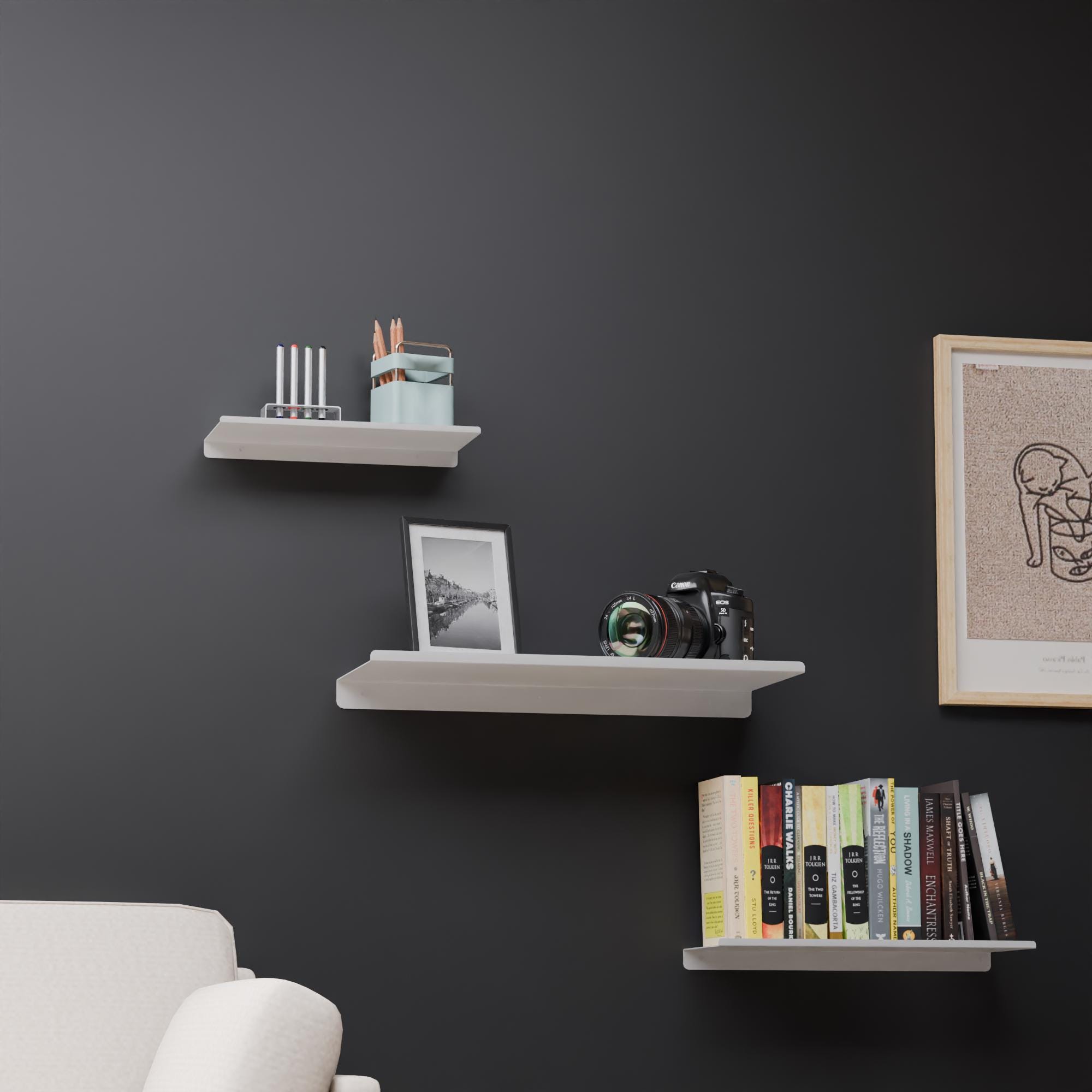 Modern Floating Metal Kitchen Shelf, Metal Heavy Duty Wall Shelves ...