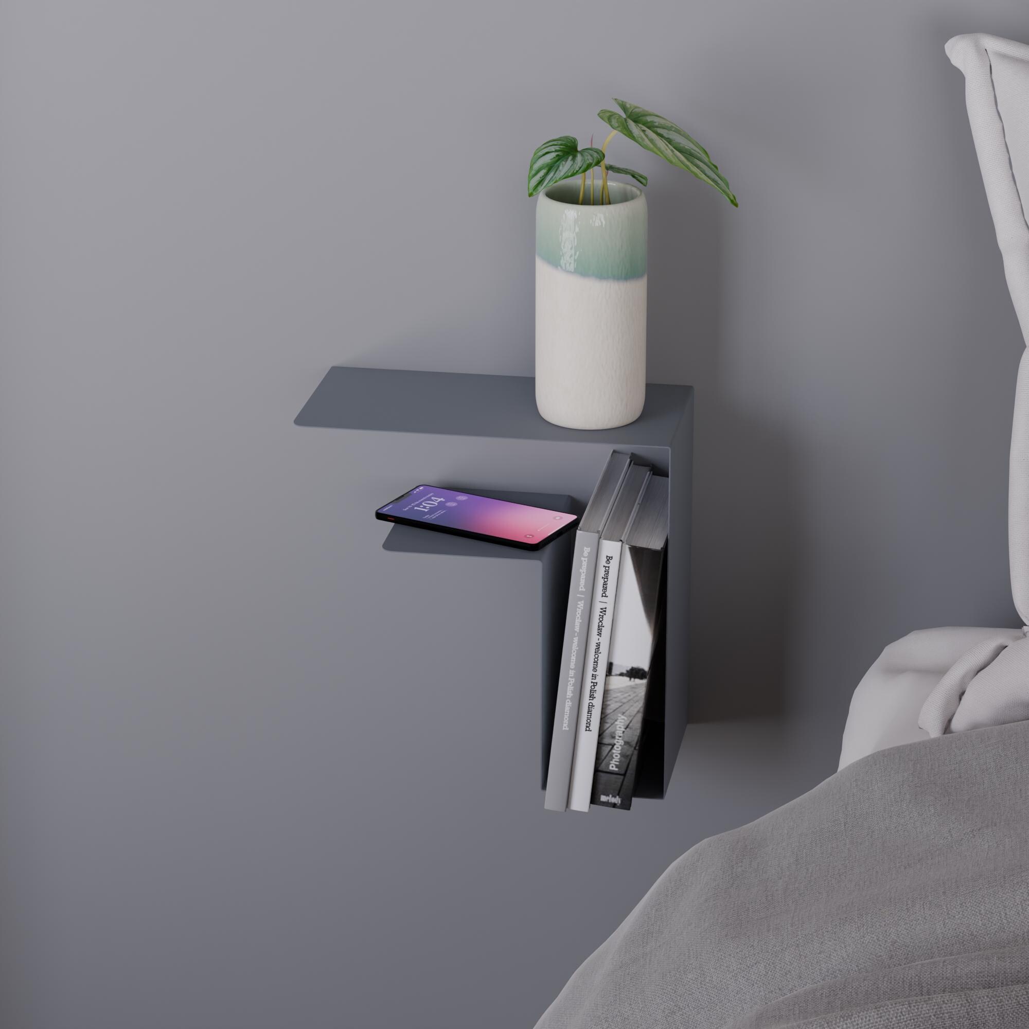 Small Modern Floating Night Table, Multi-tier Metal Wall Shelf, Bedside Shelf, Wall Mounted ...