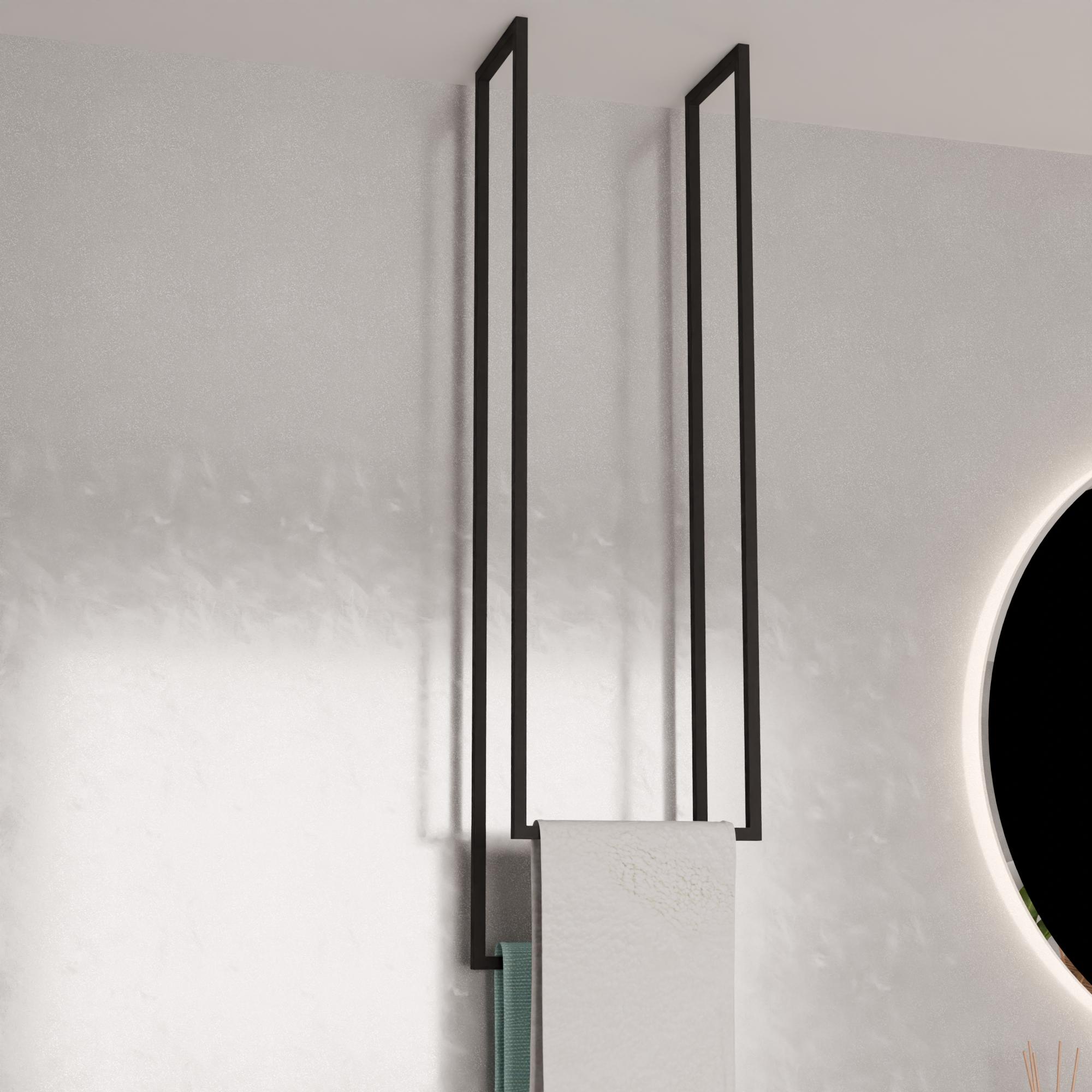 Rectangular Ceiling Towel Holder for Bathroom, Vertical Towel Rack ...