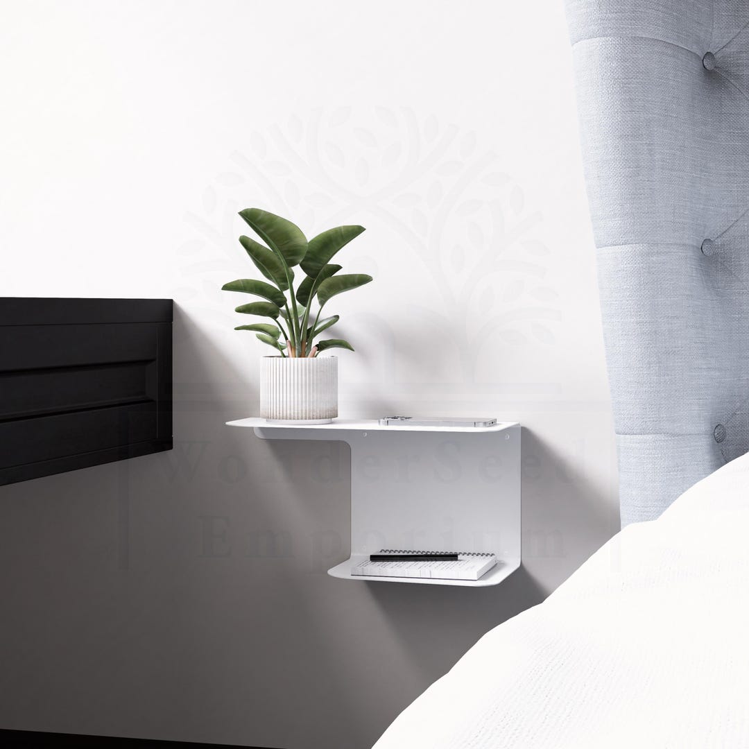 Modern Wall Mounted Bedside Shelf: Minimalist Floating Organizer - Etsy