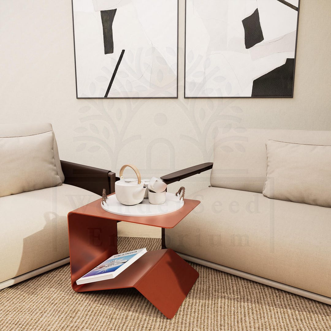 Double Sided Modern Metal Coffee Table, Durable and Ideal for Both ...
