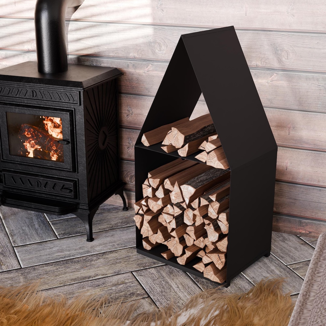 Metal Fireplace Log Rack, Metal Log Holder, Fireplace Accessory, Home ...