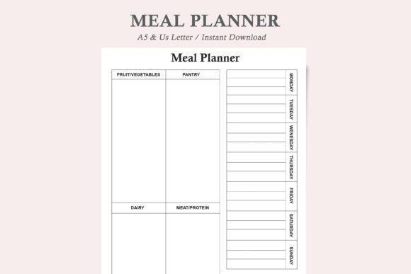 Printable Weekly Meal Planner Landscape, 7 Day Menu Planner, Meal Prep ...