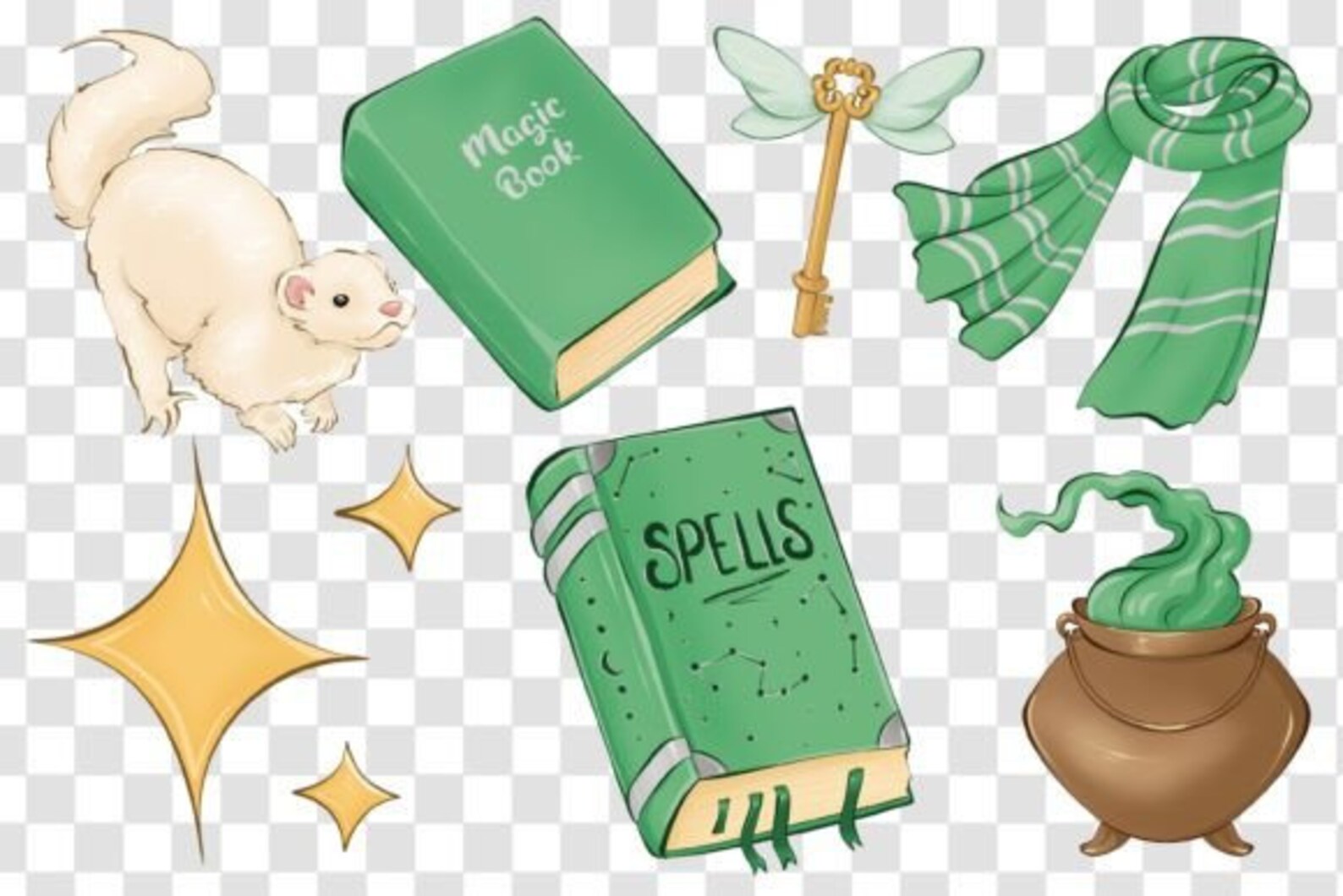 Watercolor Magic School Clipart, Witch Supplies, Wizard Academy Clip ...