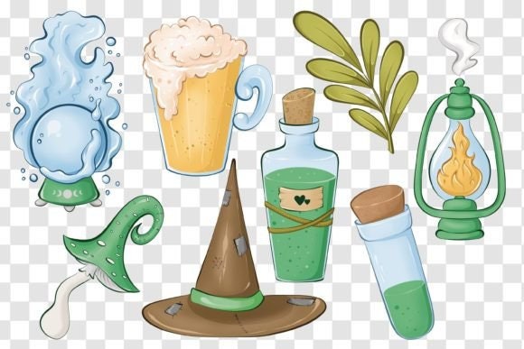 Watercolor Magic School Clipart, Witch Supplies, Wizard Academy Clip ...