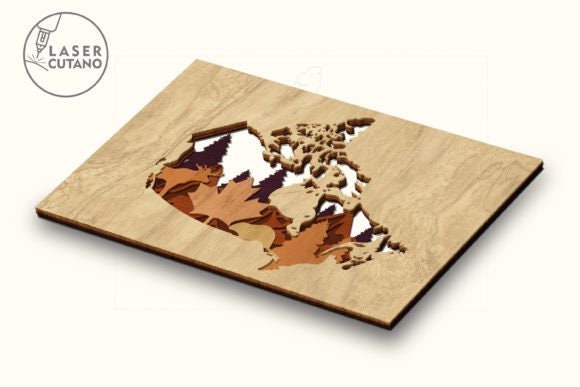 Karte KANADA Laser Cut Datei svg Glowforge-Datei und Karte Dxf-Datei ...