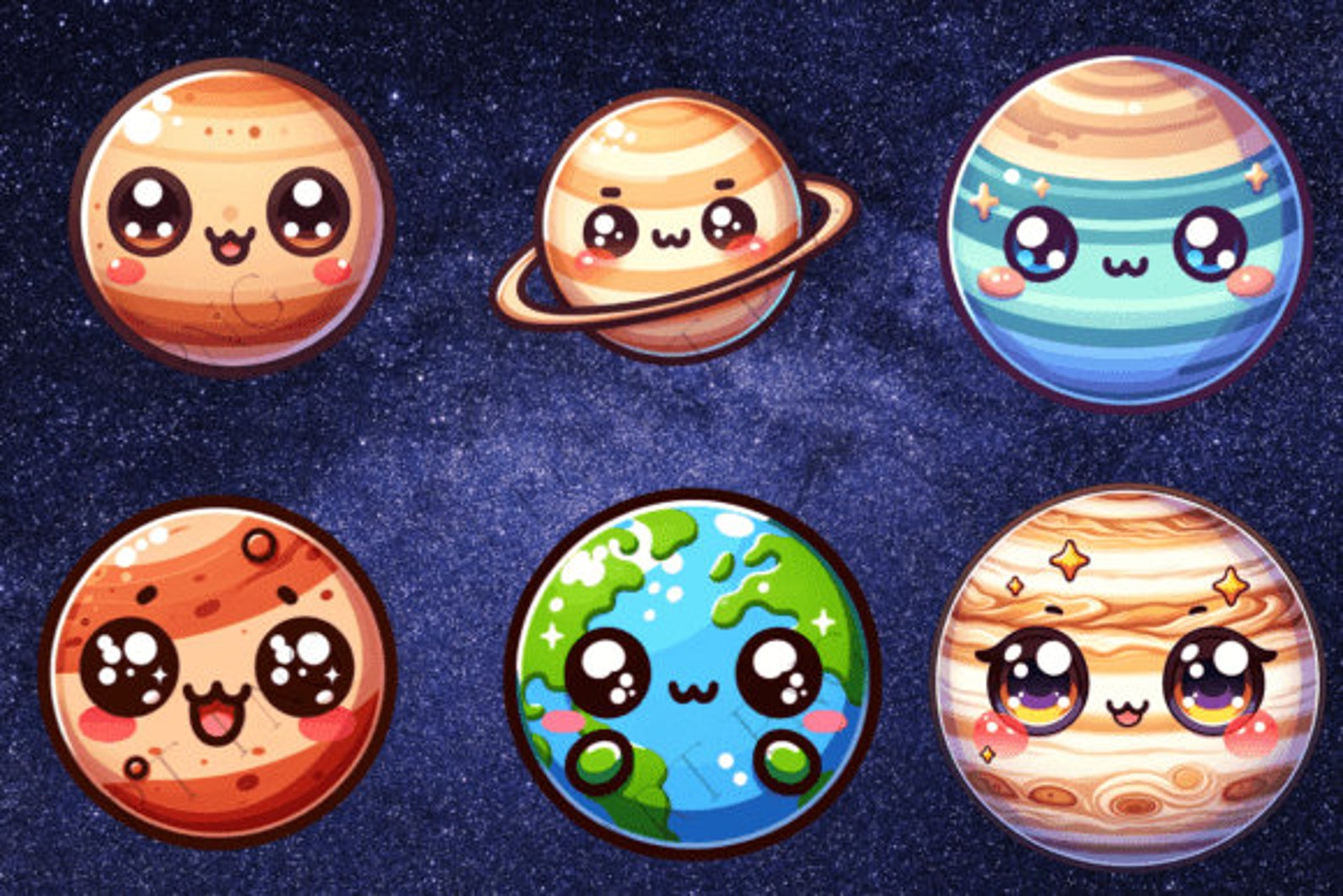 Kawaii Planets Clipart, Cute Cartoon Planets Clip Art, PNG & EPS Files ...
