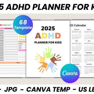 Kids ADHD Planner, Kids School Planner 2024-2025, ADHD Study Planner ...