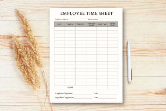 Employee Time Sheet Editable Canva Digital Template Printable Time Card ...