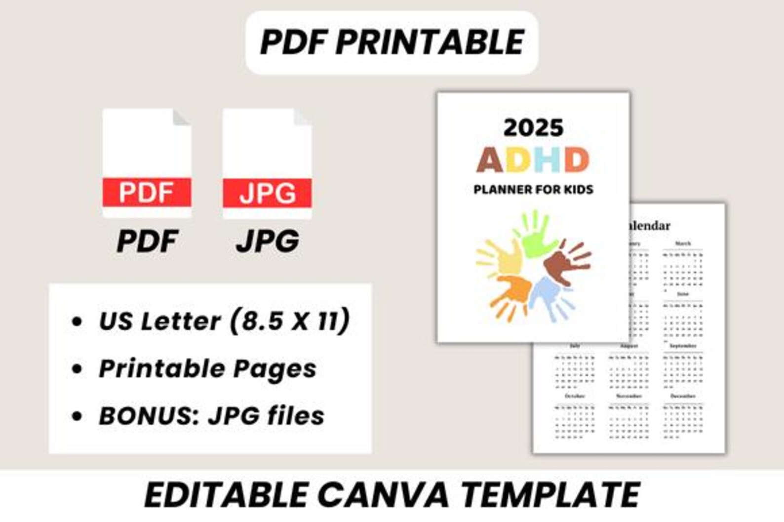 Kids ADHD Planner, Kids School Planner 2024-2025, ADHD Study Planner ...