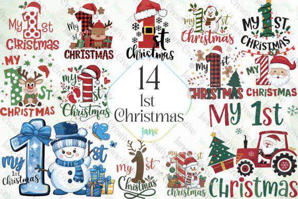 Baby's First Christmas Svg Bundle, 1st Christmas Sublimation Clipart ...