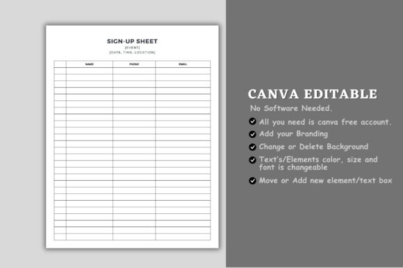 Editable Sign-up Sheet. Pdf/google Docs/microsoft Word. Sign up ...